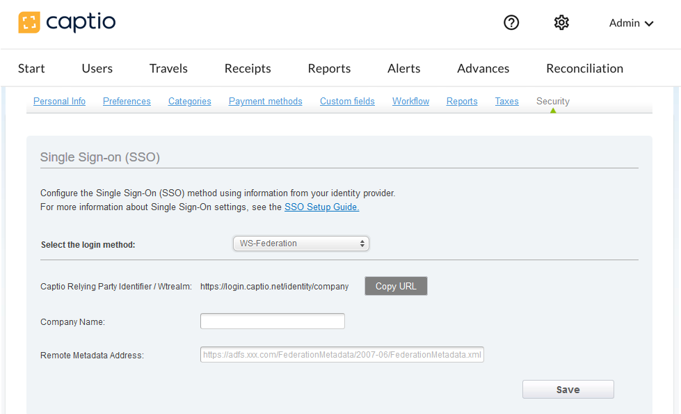 10. Guía de configuración SSO (usuario IT) – Captio Centro de ayuda