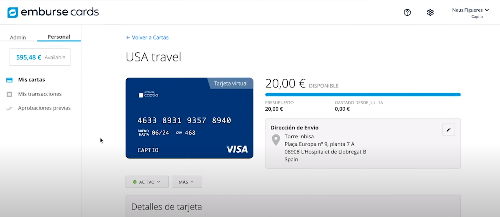 Emburse Cards wallet – Captio Help Center